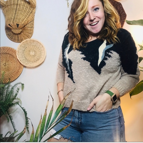 Vintage | Sweaters | Vintage Vsco 8s Geo Art Dec Funky Crop Sweater ...